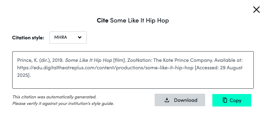 How can I cite content on Digital Theatre+?