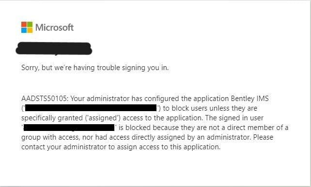 Resolving Microsoft AADSTS50105 Error